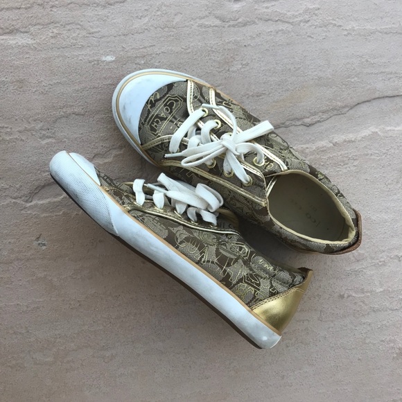 Coach | Shoes | Coach Barrett Metallic Gold Sneakers | Poshmark